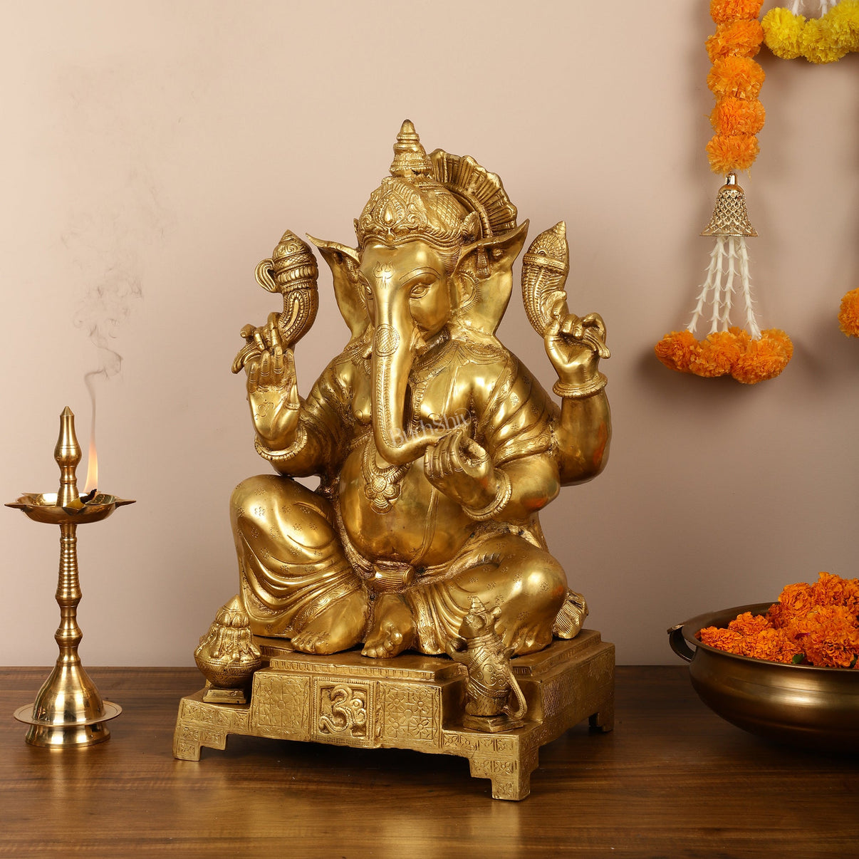 Large Pure Brass Ganesha Statue - 24" – Budhshiv.com