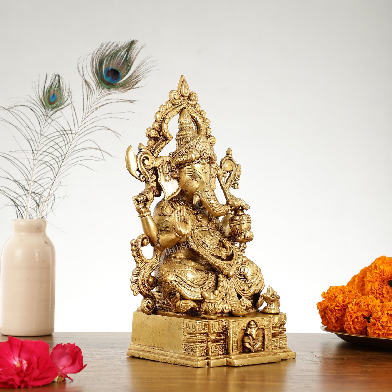 Buy Majestic Brass Lord Ganesha Statue - 12 Inch - Budhshiv.com