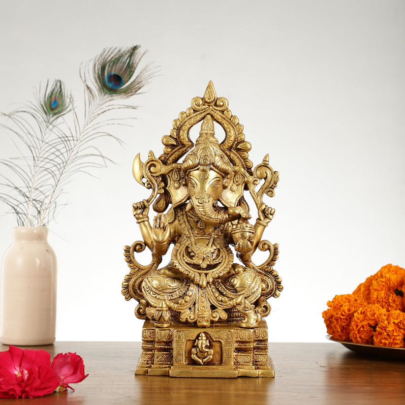 Buy Majestic Brass Lord Ganesha Statue - 12 Inch - Budhshiv.com
