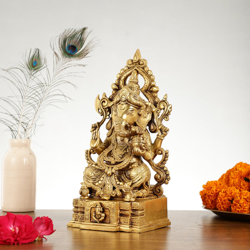 Buy Majestic Brass Lord Ganesha Statue - 12 Inch - Budhshiv.com