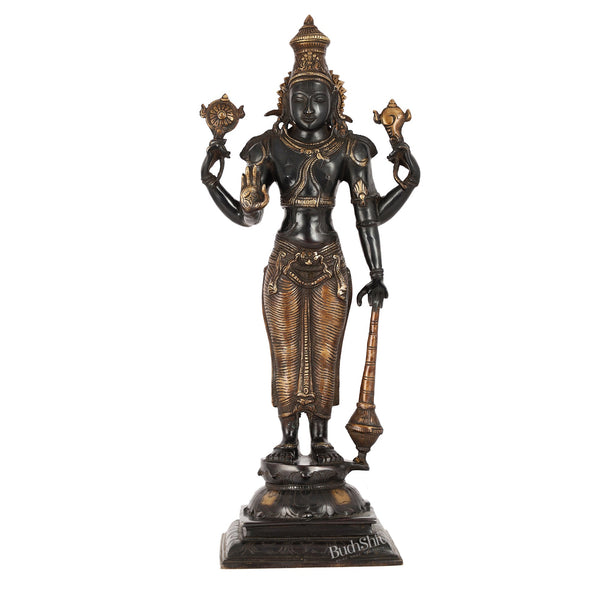 Pure Brass Lord Vishnu Statue | 20" Height | Black Gold Finish ...