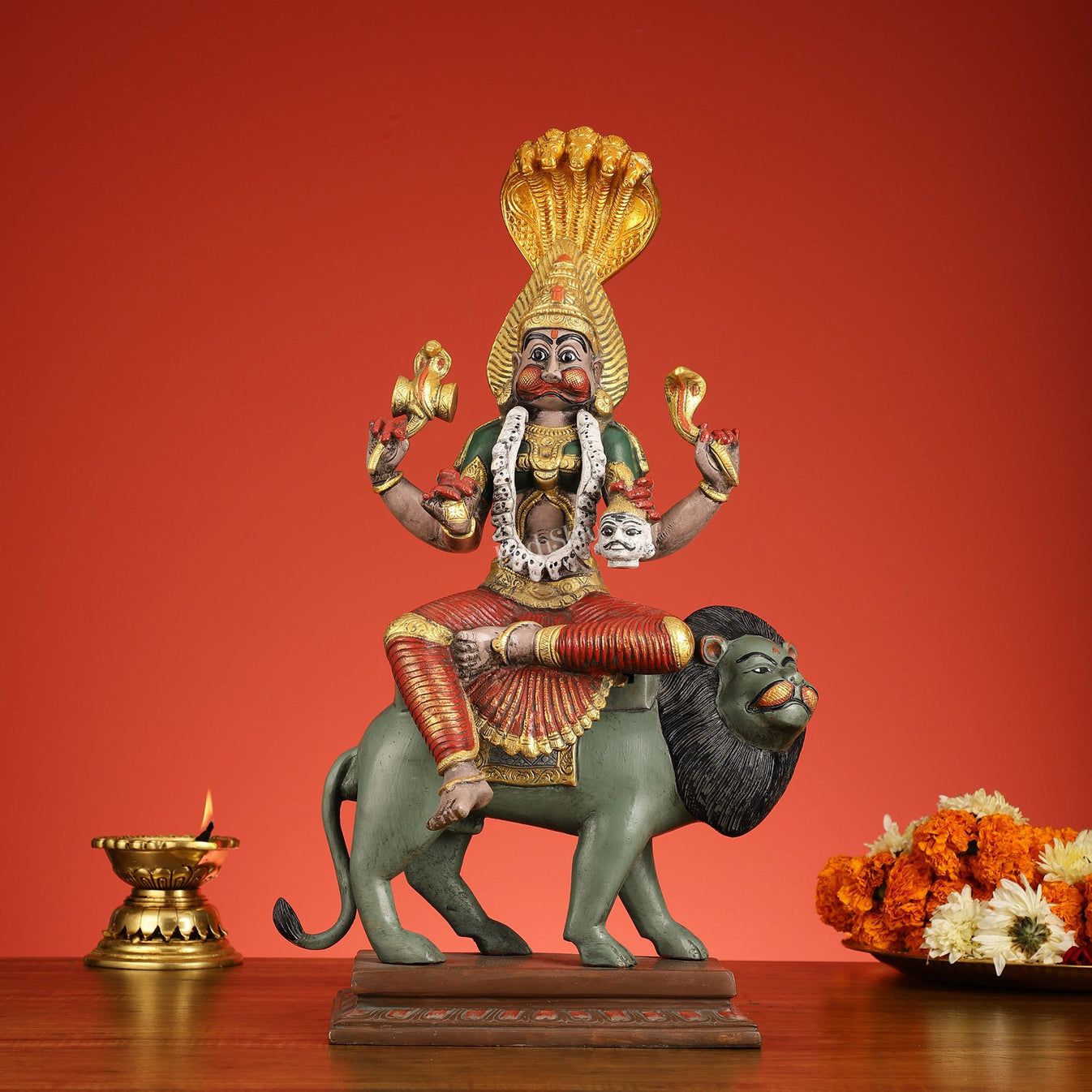 Buy Pure Brass Pratyangira Devi Bhadrakali Statue - 19 Inch - Budhshiv.com