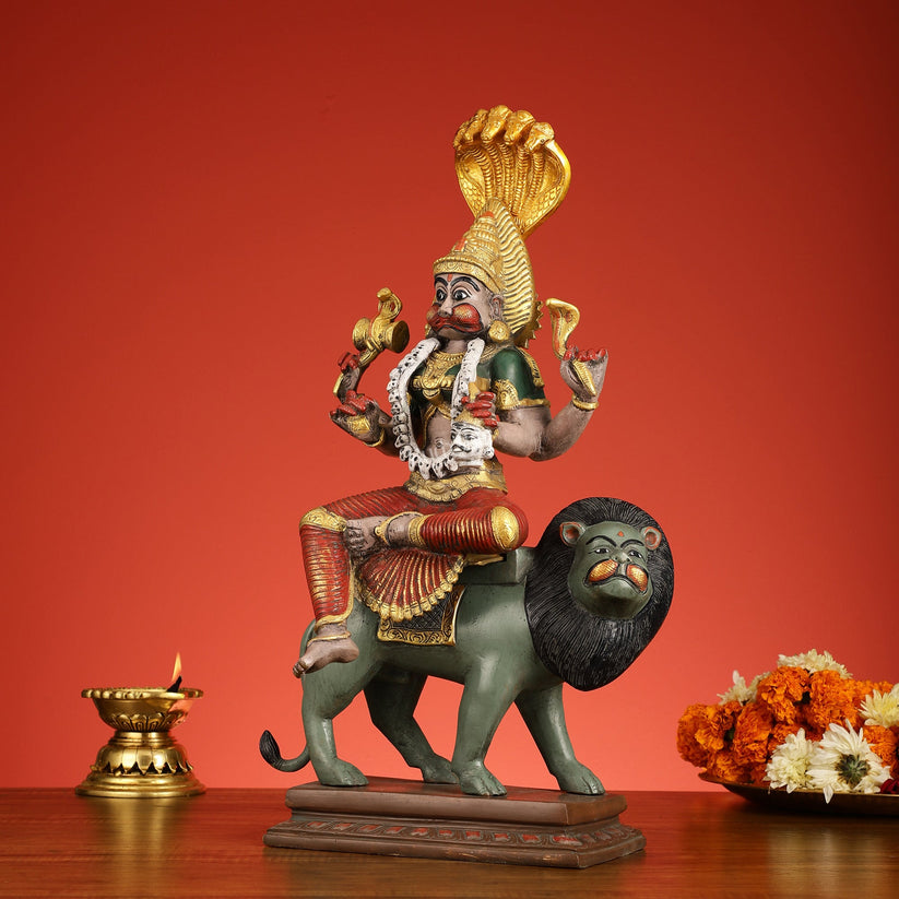 Buy Pure Brass Pratyangira Devi Bhadrakali Statue - 19 Inch - Budhshiv.com