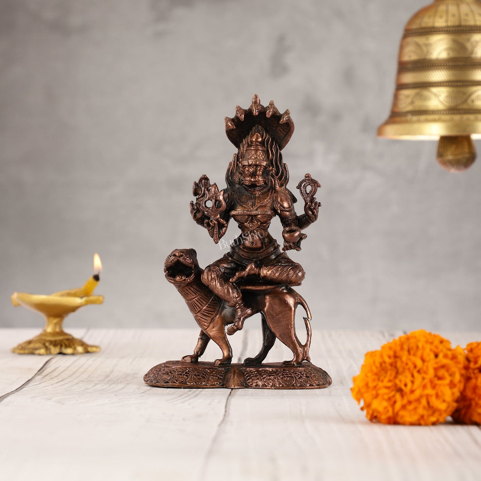 Buy Pure Copper Pratyangira Devi Idol - 5.5 Inch - Budhshiv.com
