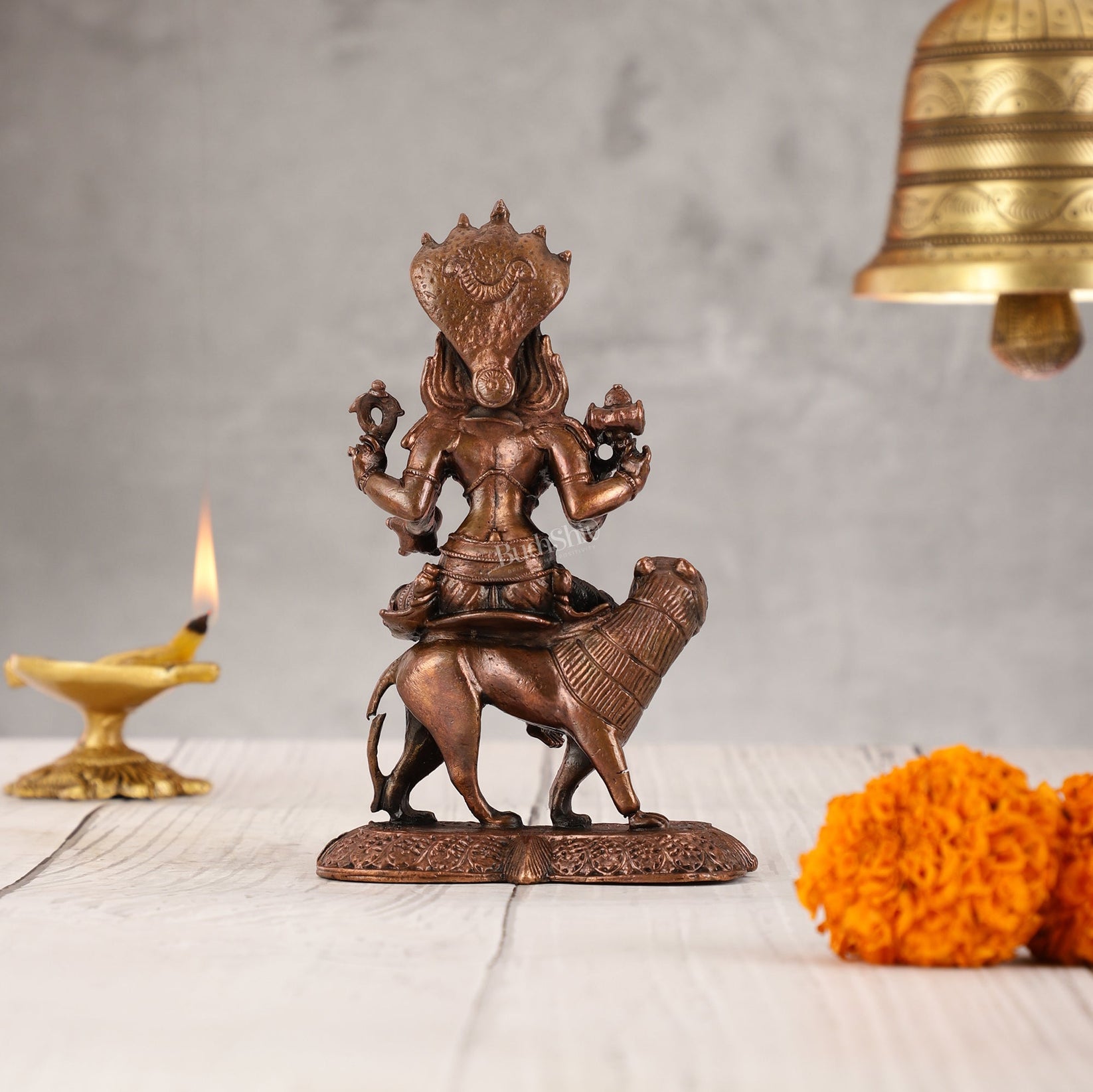 Buy Pure Copper Pratyangira Devi Idol - 5.5 Inch - Budhshiv.com