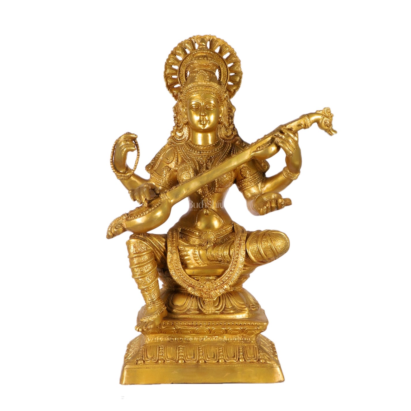 Buy Saraswati Brass statue 30" - Budhshiv.com