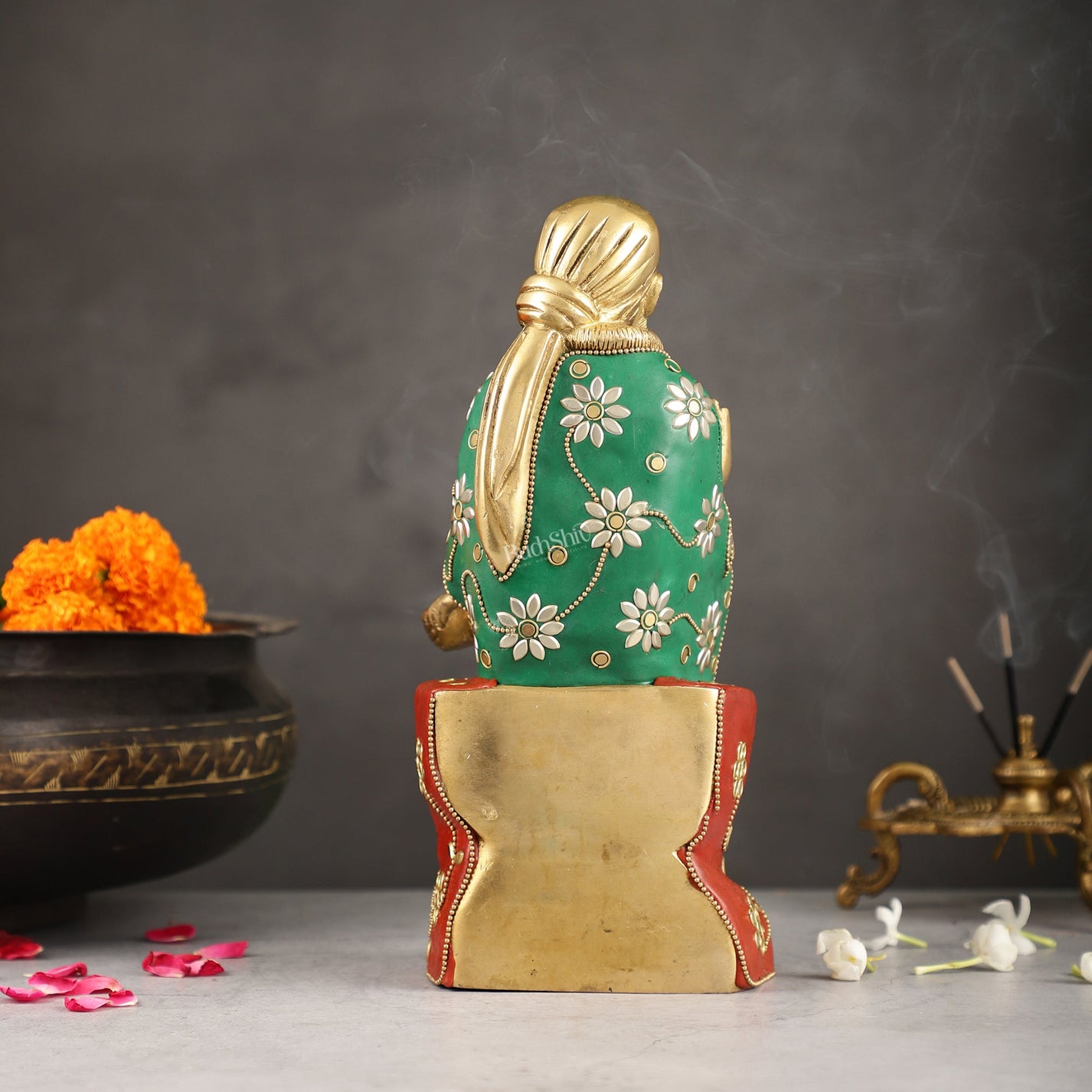 Brass Shirdi Sai Baba Idol with Stonework - 10.5-Inch – Budhshiv.com