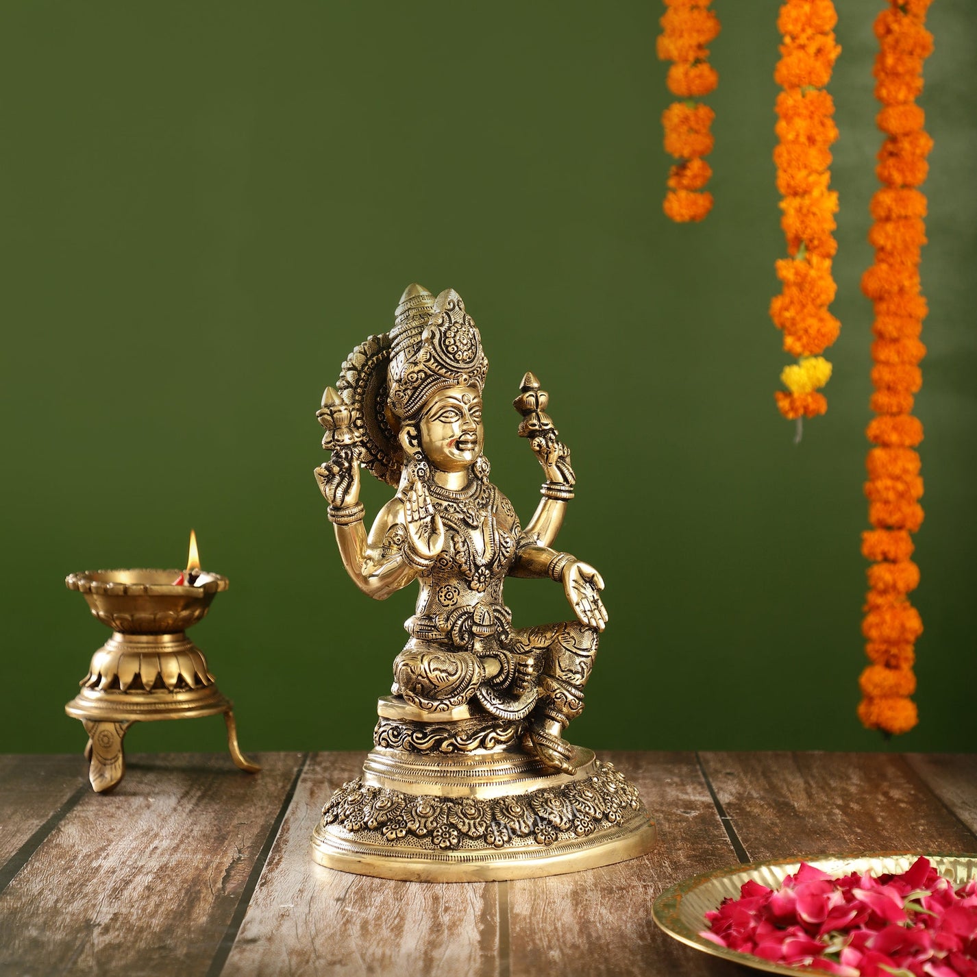 Superfine Brass Goddess Lakshmi Statue with Intricate Carvings | 12 ...
