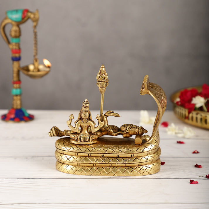 Buy Vishnu lakshmi Elegant 5 Inch Lord Anantha Padmanabha Brass Murti ...
