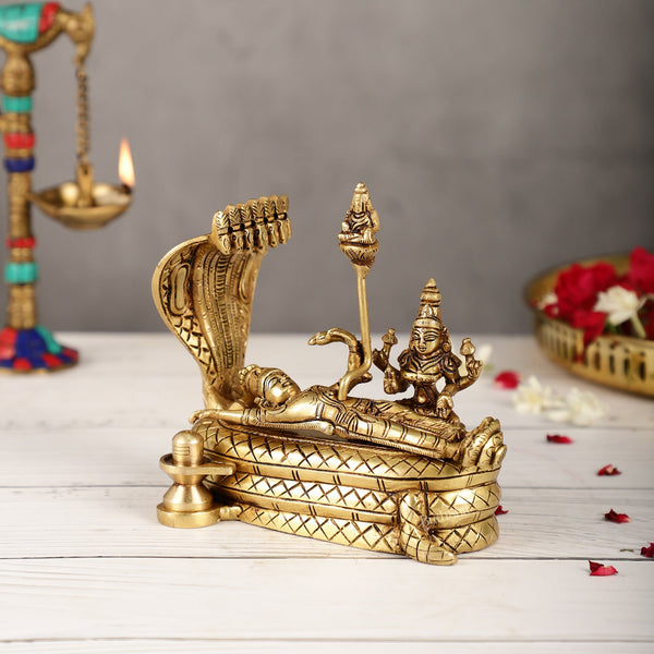 Buy Vishnu lakshmi Elegant 5 Inch Lord Anantha Padmanabha Brass Murti ...