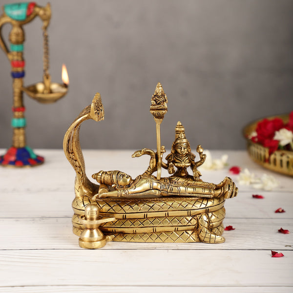 Buy Vishnu lakshmi Elegant 5 Inch Lord Anantha Padmanabha Brass Murti ...